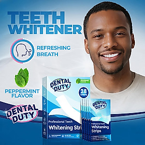 Dental Duty Teeth Whitening Strips – 28pcs Vegan White Strips for Teeth Whitening – Enamel-Safe Teeth Whitener – Removes Coffee & Tea Stains – Non-Toxic, Sensitivity-Free Teeth Whitening Kit.