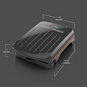 GEORGE FOREMAN GRS040BC 2-Serving Classic Plate Electric Indoor Grill and Panini Press - Black with Copper Plates