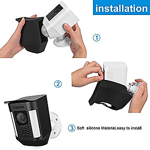 Cover for Ring Spotlight Camera Silicone Skin Outdoor Cover Case Weather Resistant Rainproof Sunproof Protection - Compatible with Ring Spotlight Cam Battery Security Camera by Frienda (Black)