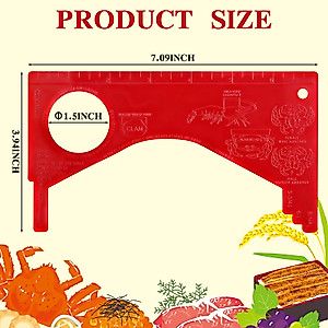 Kathfly 4 Pcs Dungeness Crab Gauge Measure Clam Measuring Tool for Multi Shrimps Lobster Shellfish, Red