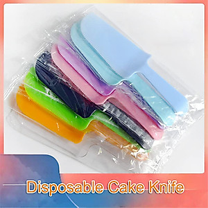 TorSor 20 Pack Disposable Cake Cutter Slicer Plastic Serrated Cutting Knife Server Spatula Knives Serving Utensils for Pie Pizza Pastry Dessert Bakery Bread Kitchen Wedding Birthday Party
