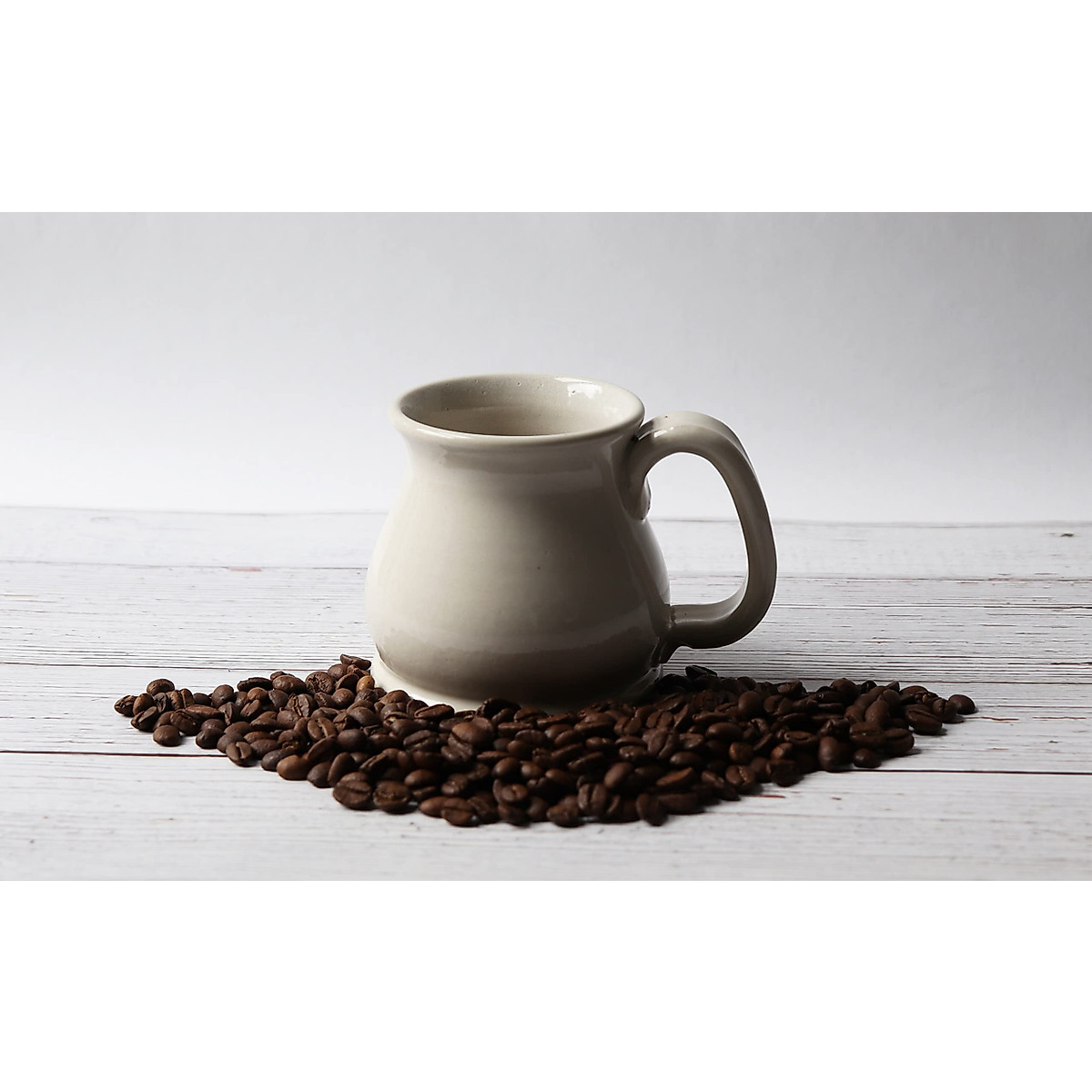 SHS Collection USA Handmade 12oz Coffee Mug Potbelly (High Gloss White)