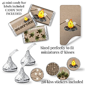 Backyard Bonfire Birthday Party Bundle Includes 20 each of Invitations & Thank You Cards with Envelopes + 2 Different Sizes of Stickers, Mini Candy Bar Wrappers, & Water Bottle Labels!
