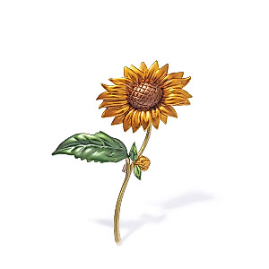 Rhinestone Sunflower Brooch Pin,Enamel Crystal Yellow Flower Coat Pins,Cute Plant Sun Flower Suit Brooch Pin for Women Girls (Style B)