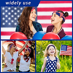 Unittype 20 Pcs Headband for Women Twisted Hair Band Bandanas Stretchy Athletic Headband Knot Unisex Wide Head Wraps for Women Yoga Running Exercise(US Flag)
