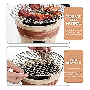 HANABASS Japanese Style Grill 1set Charcoal Burner Charcoal Grill Pottery Clay Charcoal Stove Portable Barbecue Stove Hibachi Grill