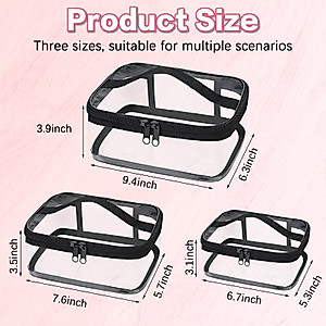 Weewooday 3 Pieces Transparent Toiletry Bags with Zipper Waterproof Makeup Bag TSA approved travel Bag Clear Cosmetic Makeup Bags for Men Women and Kids Business Bathroom, Black