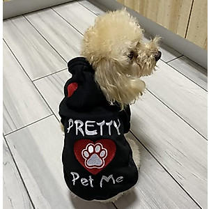 Funny Dog Hoodie for Small Dogs Boy Dog Clothes with Harness Hole Casual Embroidery Patterns Pretty Pet Me Dog Sweatshirt Medium Size Dog Girl (Large)