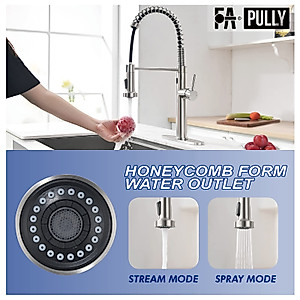 Fapully Touchless Kitchen Faucet with Pull Down Sprayer,Sensor Commercial Pull-Down Single Handle Kitchen Sink Faucet Brushed Nickel