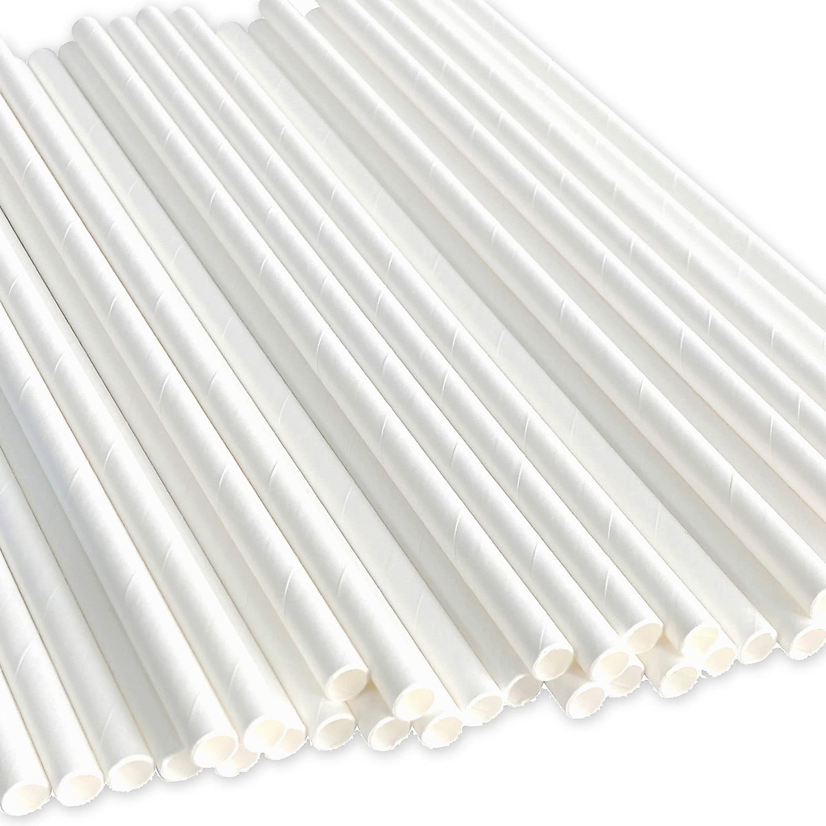 100 White Biodegradable Paper Straws co-Friendly Biodegradable Drinking Straws Bulk for Party Supplies, Bridal/Baby Shower, Birthday, Mixed Drinks, Weddings, Restaurant, Food Service, Drink Stirrer