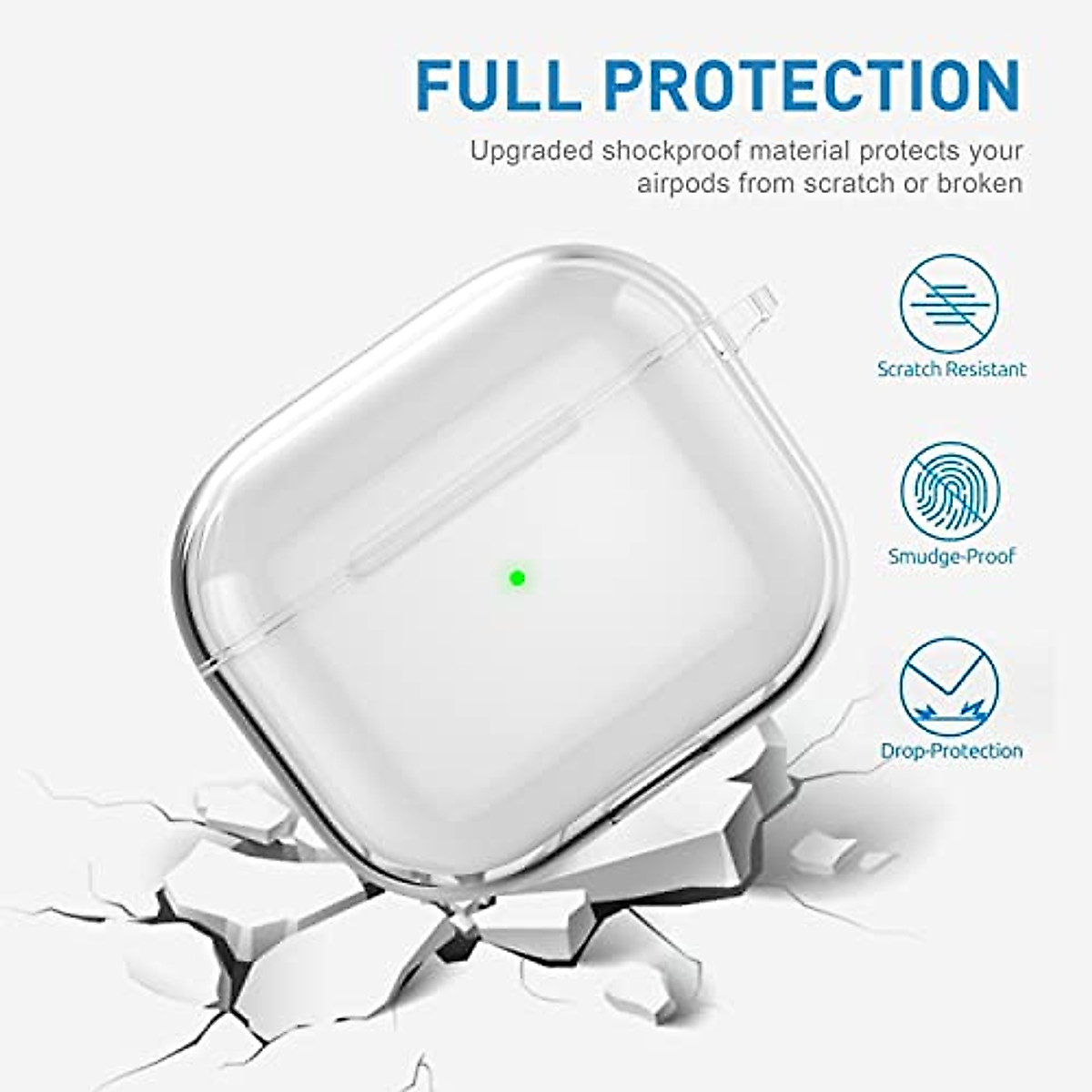 Valkit Compatible AirPods 3 Case, Clear Airpods 3rd Generation Case with Keychain Soft TPU Protective Shockproof Cover for Girls Women Men Compatible with Apple AirPods 3 Gen Case - Clear