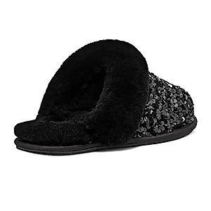 UGG Women's Scuffette Ii Chunky Sequin Slipper, Black, 5