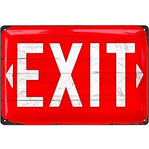 LANOLU Vintage Tin Sign EXIT, Retro Diner Decor, Metal Kitchen Wall Decor, 50s Diner Decor, Retro Vintage Tin Exit Sign Room Decor for Restaurant Decor 12x8"