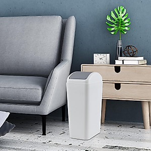 Dehouse 3 Gallon Trash Can with Swing-Top Lid, Plastic Swing-Top Trash Can (Grey)