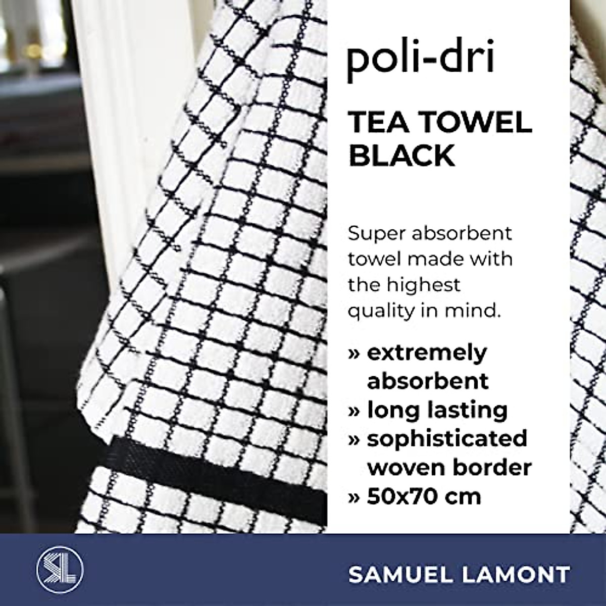 Samuel Lamont & Sons Poli Dri Tea Towel Black