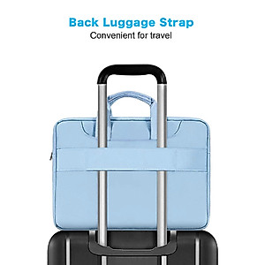 MOSISO 360 Protective Laptop Shoulder Bag Compatible with MacBook Air 15 inch M2 A2941 2023/Pro 16 inch M3 M2 M1 2023-2019, 15-15.6 inch Notebook,Matching Color Sleeve with Belt, Airy Blue