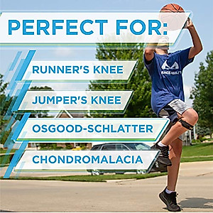BraceAbility Kids Knee Band | Child Osgood Schlatter Strap for Jumpers Knee, Patella Tendonitis, Youth Sports Brace with Pad for Running, Soccer, Volleyball & Basketball (Small)