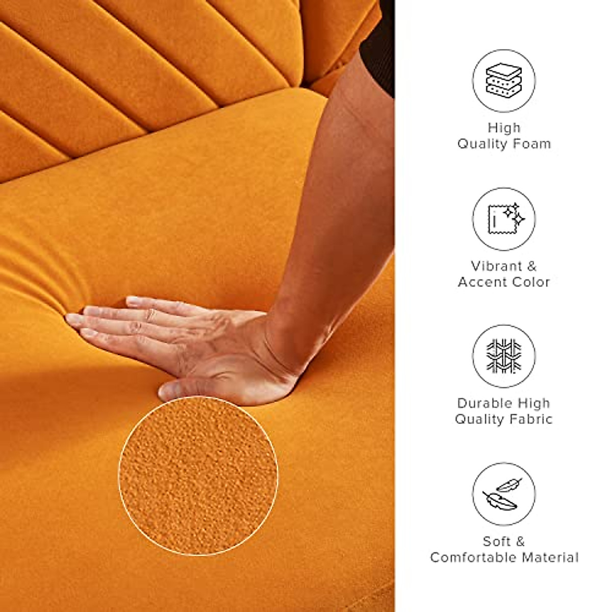 mopio Futon Sofa Bed, Couch, Small Sofa, Sleeper Sofa, Loveseat, Mid Century Modern Futon Couch, Sofa Cama, Couches for Living Room (Apricot Velvet)