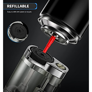 SAMNIU Pack of 2 Torch Lighter, Triple Jet Flames, Visible Gas Tank, Windproof Butane Refill Pocket Lighters for Candle, Men’s Gift (Gas not Included)