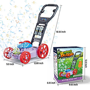Bubble Lawn Mower for Toddlers, Girls Toys Music Bubble Machine, Outdoor Outside Garden Toys, First Birthday Toys Gifts for Baby Age 1 2 3 4 Year Old Boys Girls