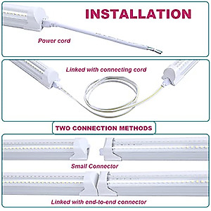 MKUJOO 6 Pack 4FT 60W LED Shop Light, V Shape Integrated T8 LED Tube Light, 6600LM, 6000K Super Bright White,high Output Linkable with Plug for Garage, Workshop,Basement,Warehouse