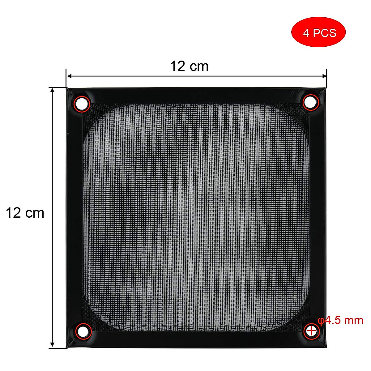 CM 4 Pcs Computer Case Fan Dust Filter PC Mesh Filter Cover Grills, Aluminum Frame Mesh with Screws, 120 mm x 120 mm, Block Color