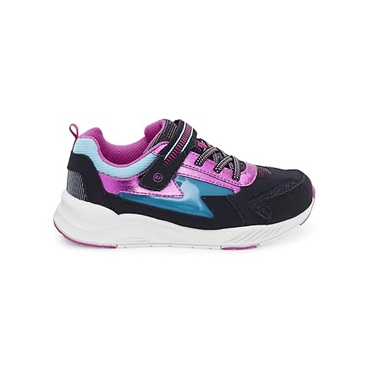 Stride Rite Girls Lighted Cosmic Sneaker, Black Multi, 2 Wide Little Kid