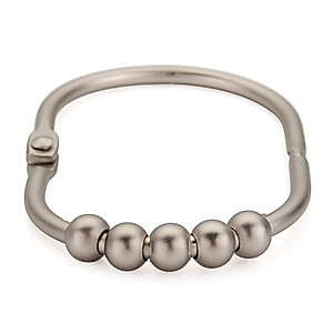 Amazer Shower Curtain Rings, Shower Curtain Hooks Rust-Resistant Shower Curtain Rings Hooks for Bathroom Shower Rod Curtains, Matte Nickel, Set of 12