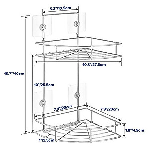 Oak Leaf Corner Shower Caddy, Shampoo Holder for Non 90° Corners, Bathroom Shower Organizer, Corner Shower Shelf, 2 Tier, Adhesive or Wall Mounted, Rustproof, Chrome Finished