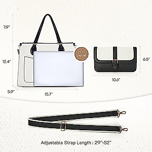 Missnine Laptop Bag with Removable Purse 15.6 inch Computer Bag Leather Briefcase for Women Work Bag Set Large Laptop Tote Bag for Office, Business