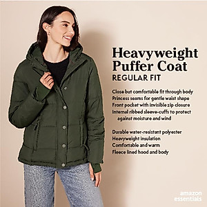 Amazon Essentials Women's Heavyweight Long-Sleeve Hooded Puffer Coat (Available in Plus Size), Navy, Large