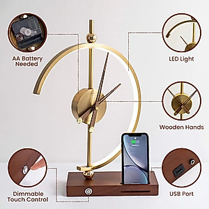Nogy Desk Lamp with Wireless Charger • Desk Accessories Modern Desk Lamp with Charger • Desk Clock for Office • Desk Lamp with Clock • Art Deco Lamp • Office Desk Light • Dimmable