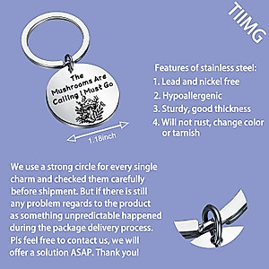 TIIMG Mushroom Keychain Gift Mycology Gift Mushroom Foraging Gift Gift for Mushroom Lovers (The Mushrooms Are Calling)