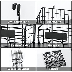 Dispenser Plastic Bag Holder With Detachable Grid Divider, Bag Saver Over the Cabinet Door Organizer with Nameplates for Trash Grocery Bags Cuttingboard Holder for Kitchen Storage Hanging&Wall Mounted