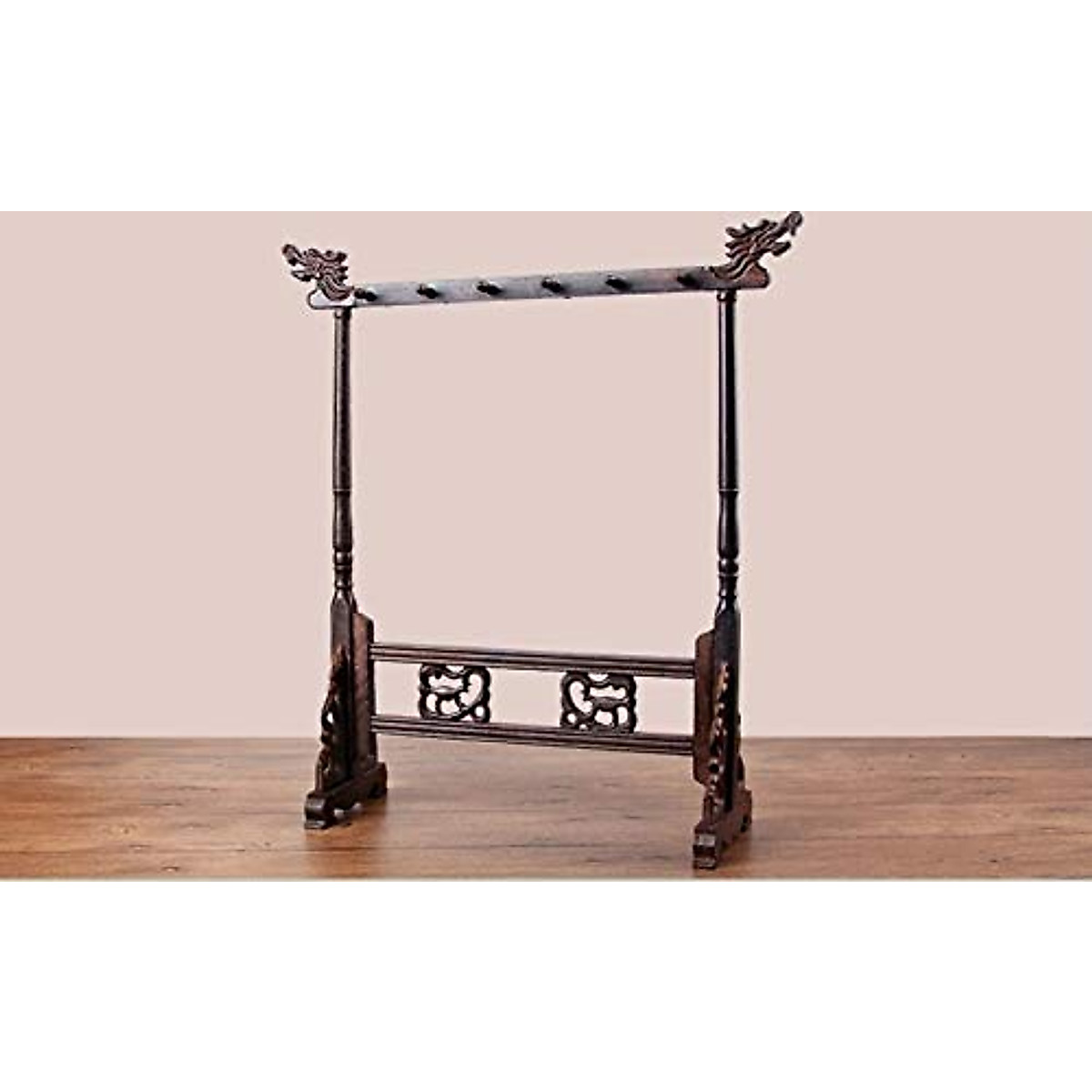 6 Pcs Brush Pen Set with Stand Holder Chinese Calligraphy Painting Art Wood Shelf Include Writing Brush