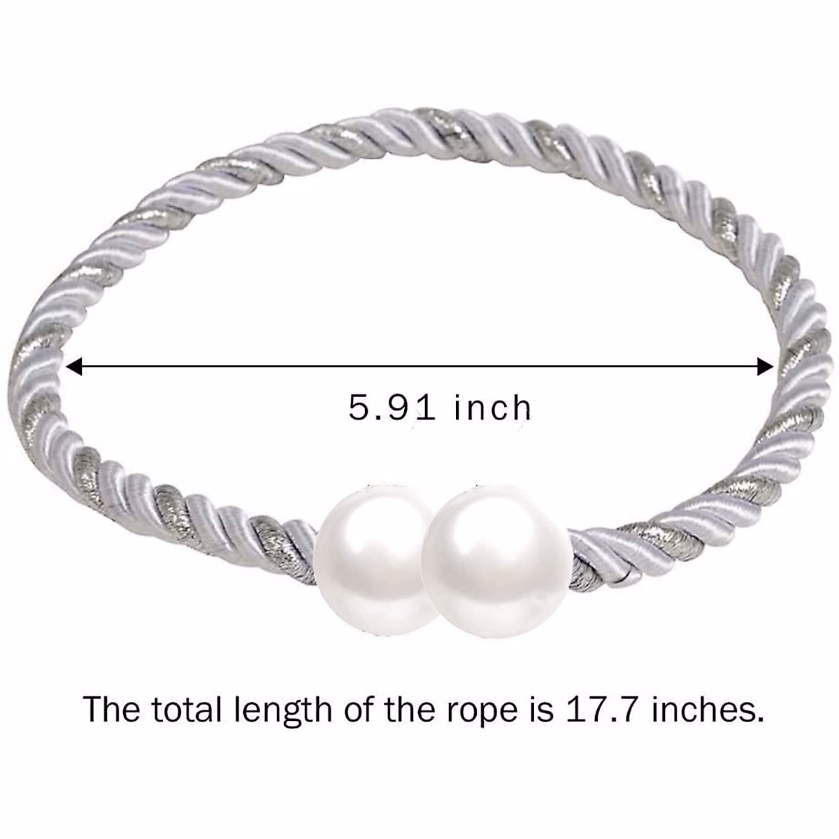 2 Pack Magnetic Curtain Tiebacks Convenient Drape Tie Backs Weave Holder for Window Draperies Hold Curtains Drape Ties Backs 16 inch Holdback (Sliver Gray)