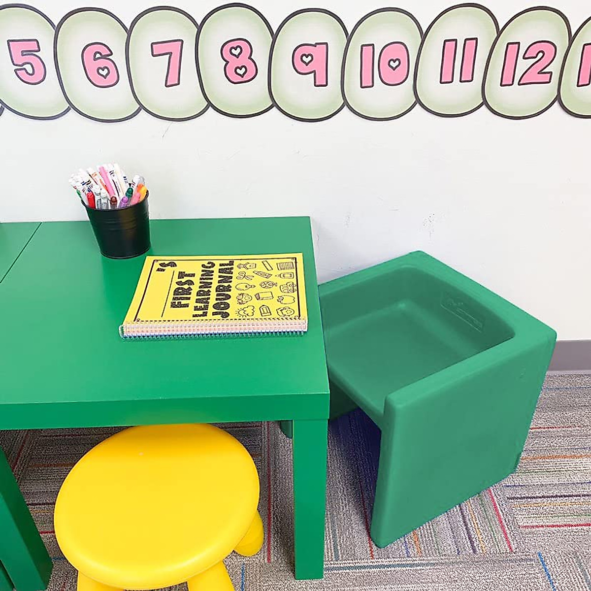 Children's Factory 3-in-1 Cube Chair for Kids, Flexible Seating Classroom Furniture, 1-Pack, Green