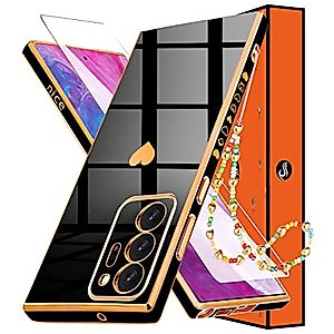 Shorogyt for Samsung Galaxy Note 20 Ultra 5G/4G Heart Case Cute Aesthetic Love Hearts Pattern Girls Women Black Gold Luxury Girly Design Phone Cases Cover+Screen+Chain for Note20 Ultra 6.9 Inch