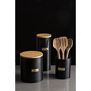 Typhoon Otto Black Pasta Storage Canister, Black/Gold