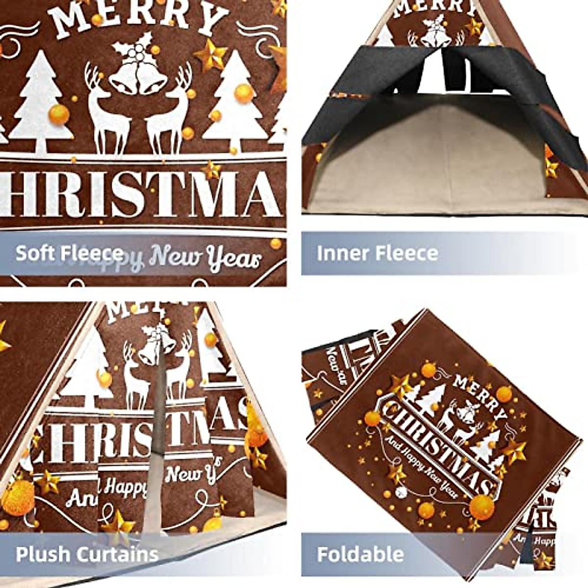 Small Pet Hideout Christmas and Happy New Year Background Hamster House Guinea Pig Playhouse for Dwarf Rabbits Hedgehogs Chinchillas