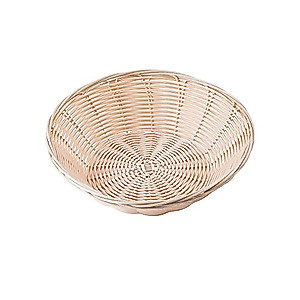 TableCraft 1175W Hand-Woven Round Plastic Basket - Dozen