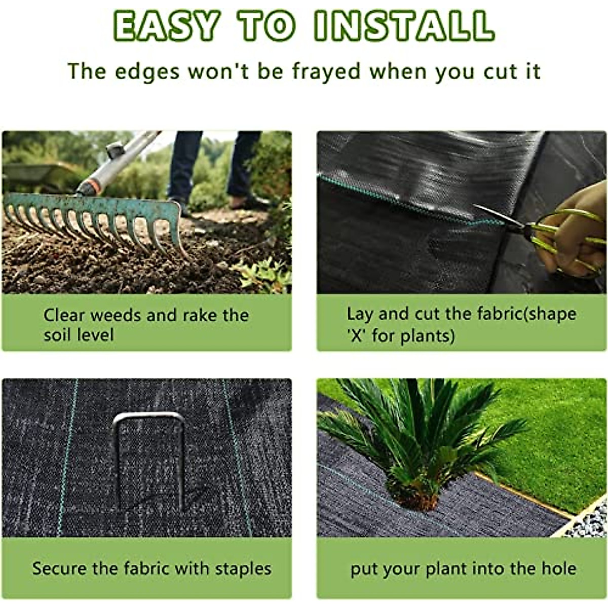 LGJIAOJIAO 3ftx50ft Weed Barrier Landscape Fabric Heavy Duty，Weed Block Gardening Ground Cover Mat, Weed Control Garden Cloth ，Woven Geotextile Fabric for Underlayment，Commercial Driveway Fabric