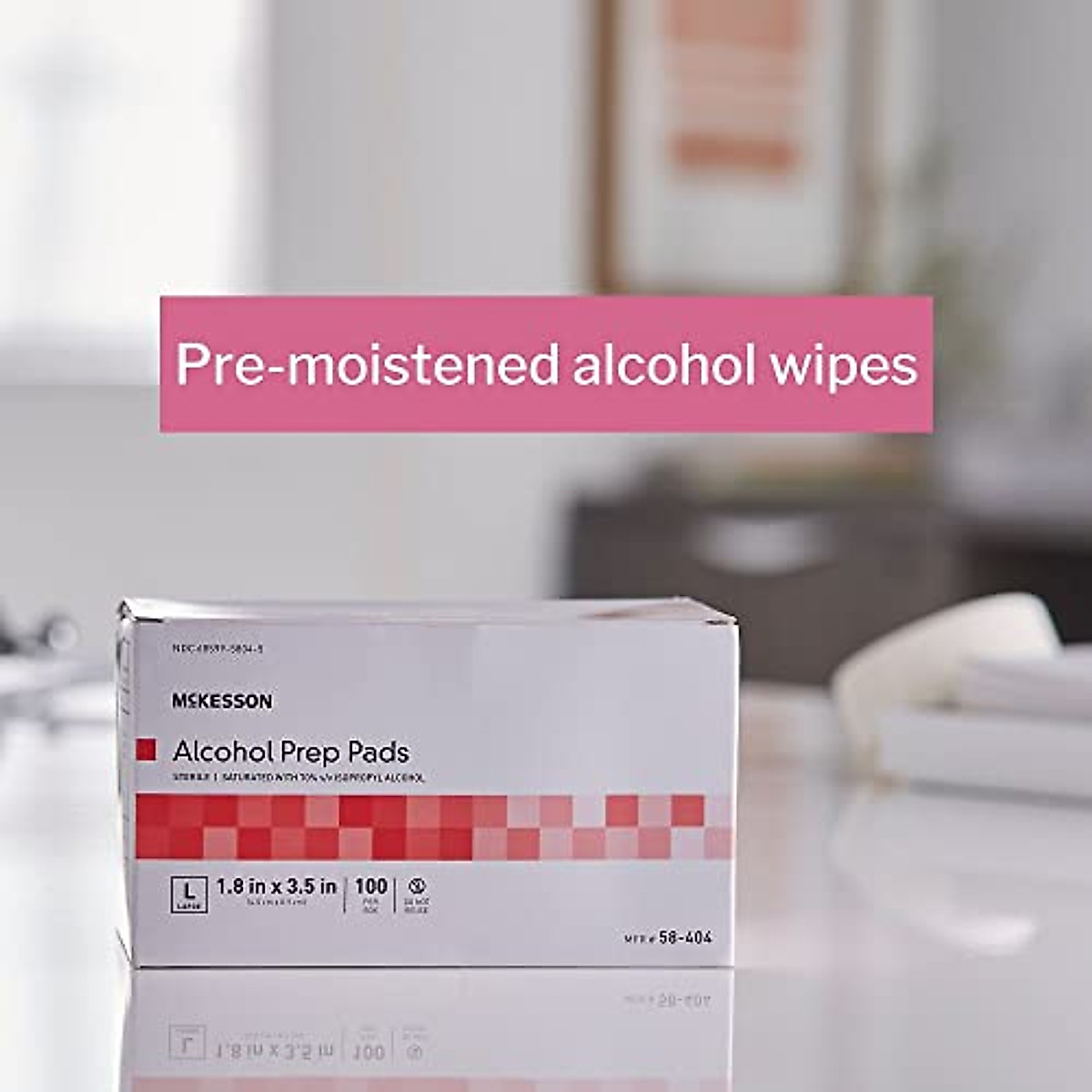 McKesson Alcohol Prep Pads, 2-Ply 70% Isopropyl Alcohol Individually Wrapped Wipes, 100 Count, 1 Pack