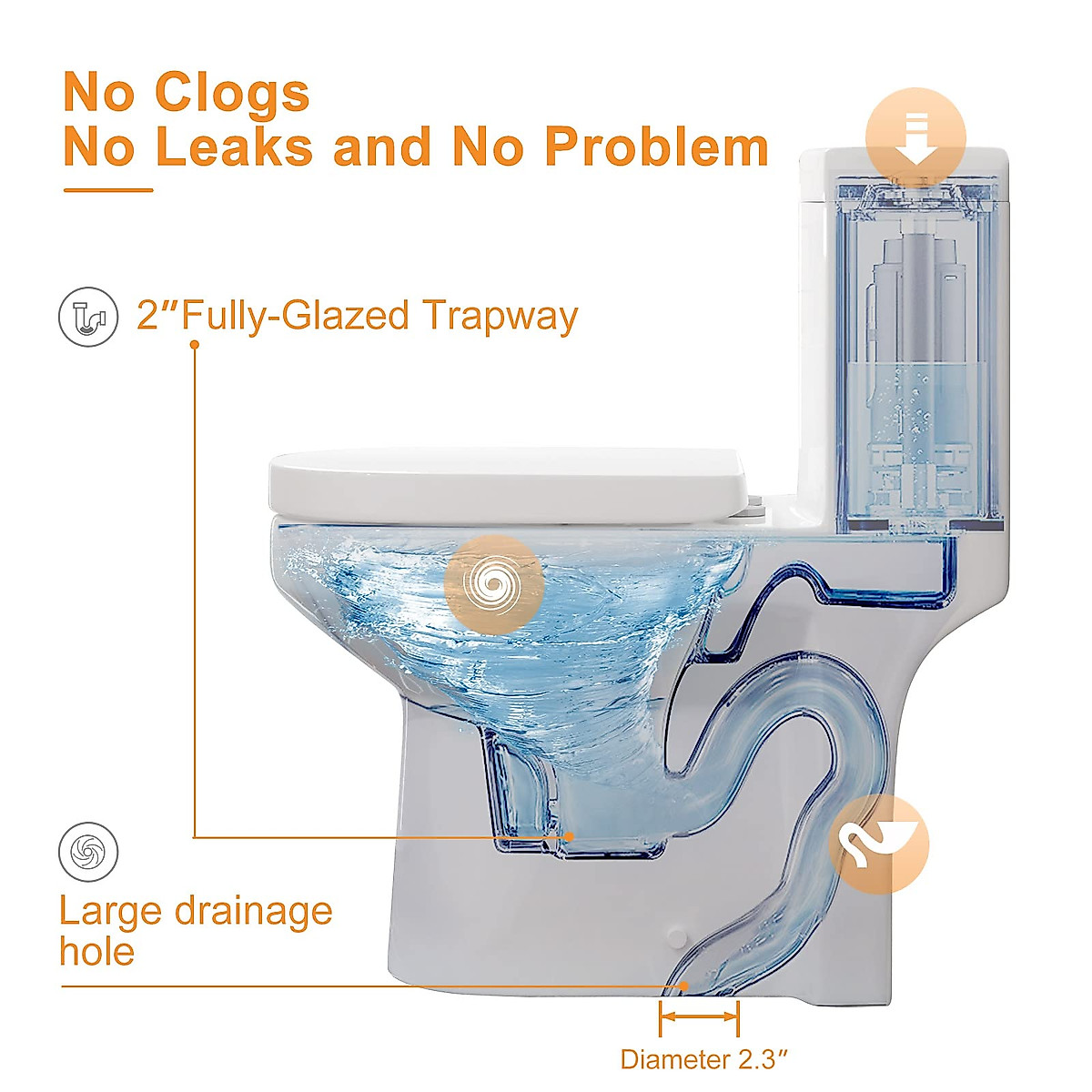 HOROW HWMT-8733S Small Toilet 25" Long x 13.4" Wide x 28.4" High 1-Piece Short Compact Bathroom Tiny Mini Commode Water Closet Dual Flush Concealed Trapway, 12'' Rough-in