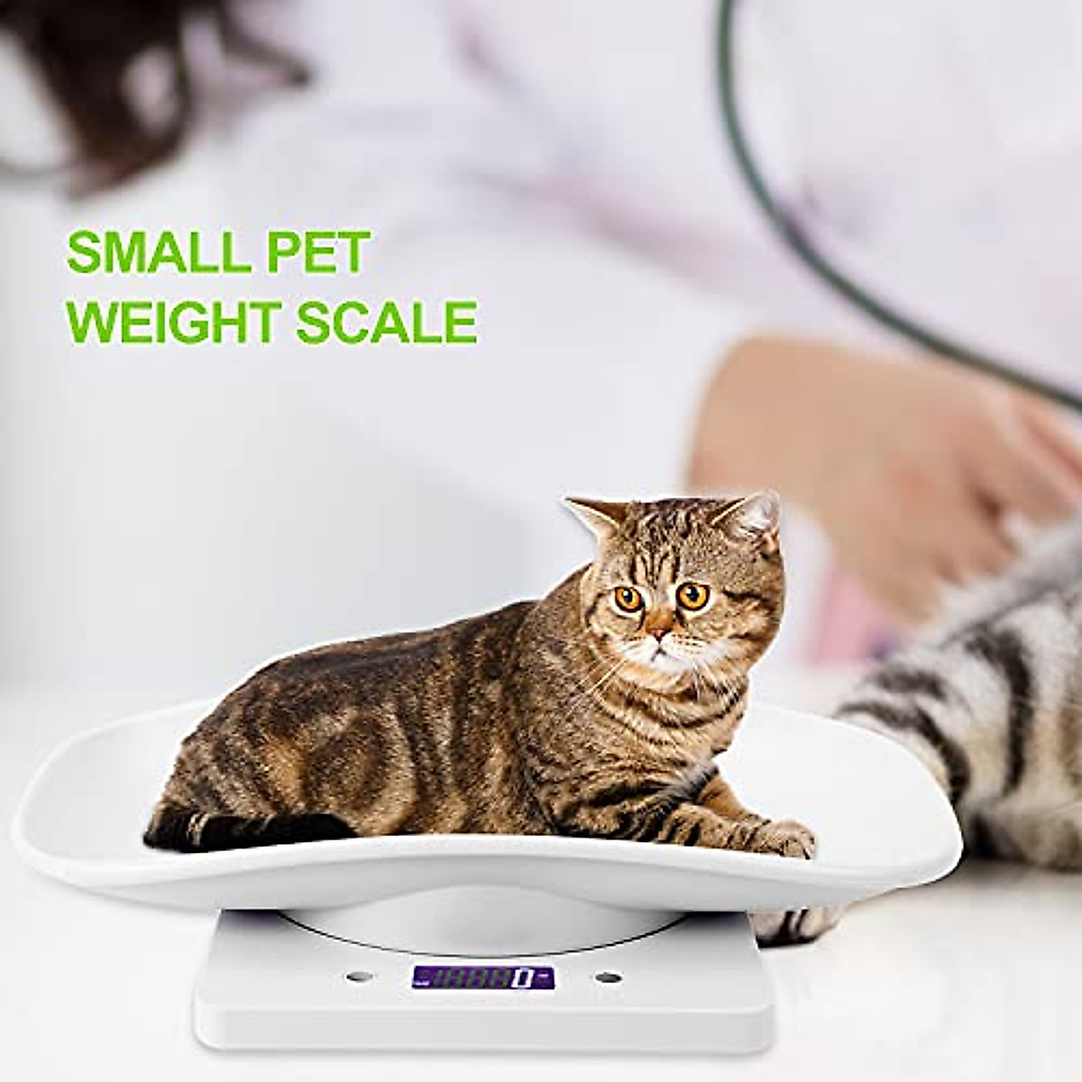 Digital Pet Scale, Animal Scales Platform Accurately Baby Weighing Tray Mini Precision Gram Weight Balance Multifunction LED Weights Tool Blue Backlight for Kitten Puppy Hamster Little Bird Toddler