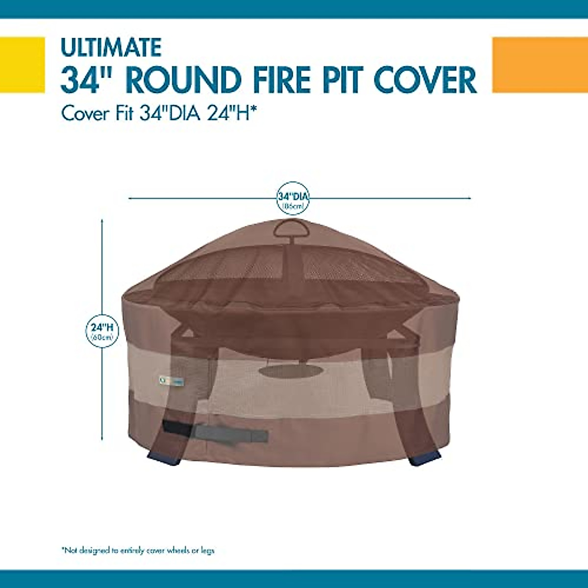 Duck Covers Ultimate Waterproof 34 Inch Round Fire Pit Cover, Patio Furniture Covers