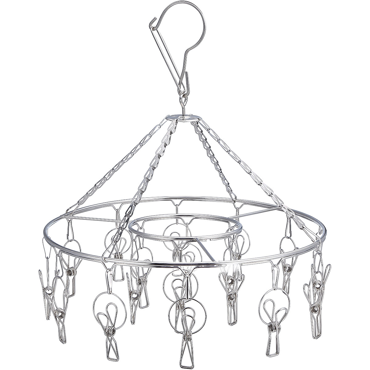 Pro Chef Kitchen Tools Clothes Drying Rack - Round Clothing Racks - Laundry Portable Clothesline Includes 18 Metal Clothespins Hanger Clips Set - Baby Clothes Storage Closet - Herb Hanging Air Dryer