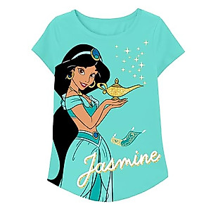Disney Princess T-Shirts (4-Pack) Girls Short Sleeve Aurora, Cinderella, Snow White, Jasmine, Rapunzel, Ariel, Moana, Tiana 4T Lb/Pk/Y/T SS