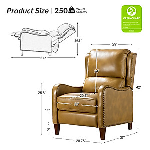HULALA HOME Leather Recliner Chair Set of 2, Modern Push Back Recliner Armchair with Adjustable Backrest & Footrest,Comfy Upholstered Lazyboy Single Sofa for Home Theater Bedroom Living Room, Camel