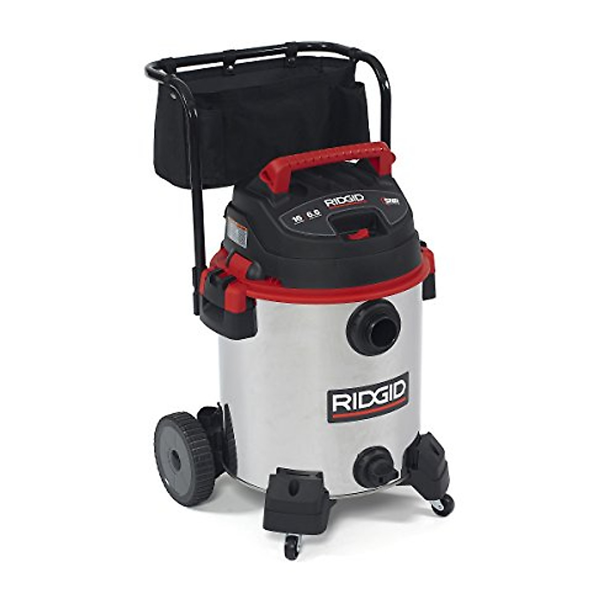 RIDGID 50353 1610RV Stainless Steel Wet Dry Vacuum, 16-Gallon Shop Vacuum with Cart, 6.5 Peak HP Motor, Large Wheels, Pro Hose, Drain, Blower Port